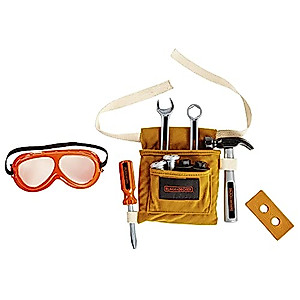 Black + Decker Jr Tool Belt Set with 11 Tools and Accessories