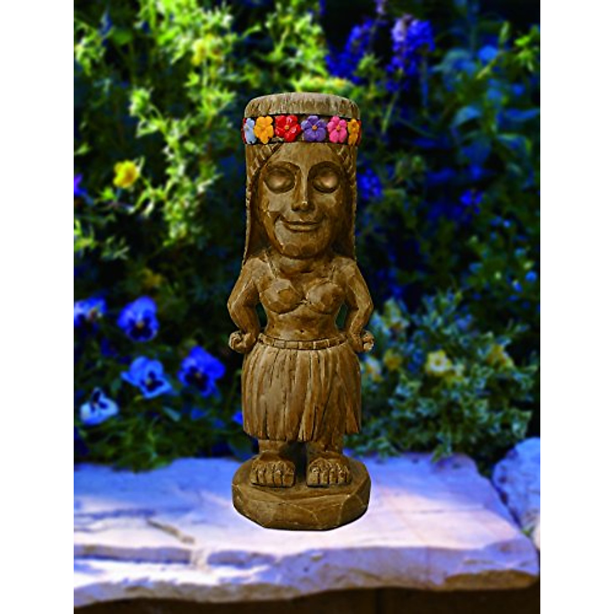 Moonrays 95962 Tiki Themed Outdoor Solar Light Garden Gnome Island Princess