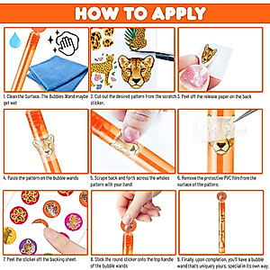 24PCS Cheetah DIY Bubble Wands Party Favors 96PCS Stickers for Goodie Bag Fillers Pinata Stuffers, Mini Bubble Bulk Birthday Party Supplies Toys Gifts Class Prizes for Toddlers Boys Girls
