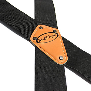 Melo Tough Men's Industrial Strength Suspenders Partial Elastic Tradesperson's Suspenders 2 inch Wide Tool Belt Suspenders (Black)