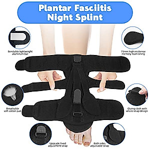 XRUIDI Plantar Fasciitis Relief Brace, Upgrade Plantar Fasciitis Night Splint with Arch Support, Foot Support Brace with 3 Adjustable Straps, Relief Foot Drop, Achilles Tendonitis, Heel Pain (Black)