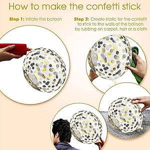 Black Gold Confetti Party Balloons, 50 pack Gold Metallic and Black Gold Silver Confetti Latex balloons for Graduation Birthday Wedding Anniversary New Year Party Decorations