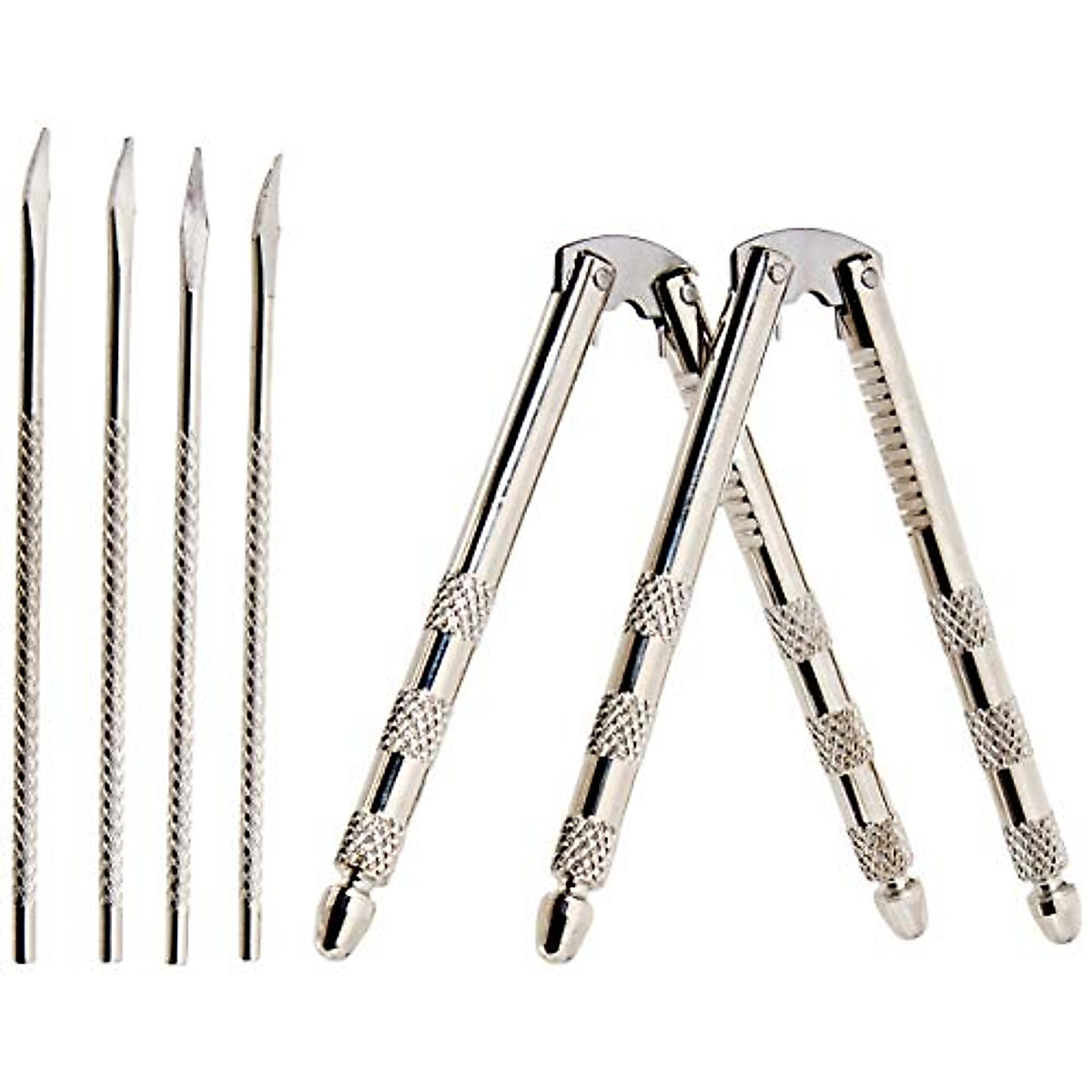 Chef Craft 21629-2PK Stainless Steel Set, 2 Nut Crackers and 4 Picks, White