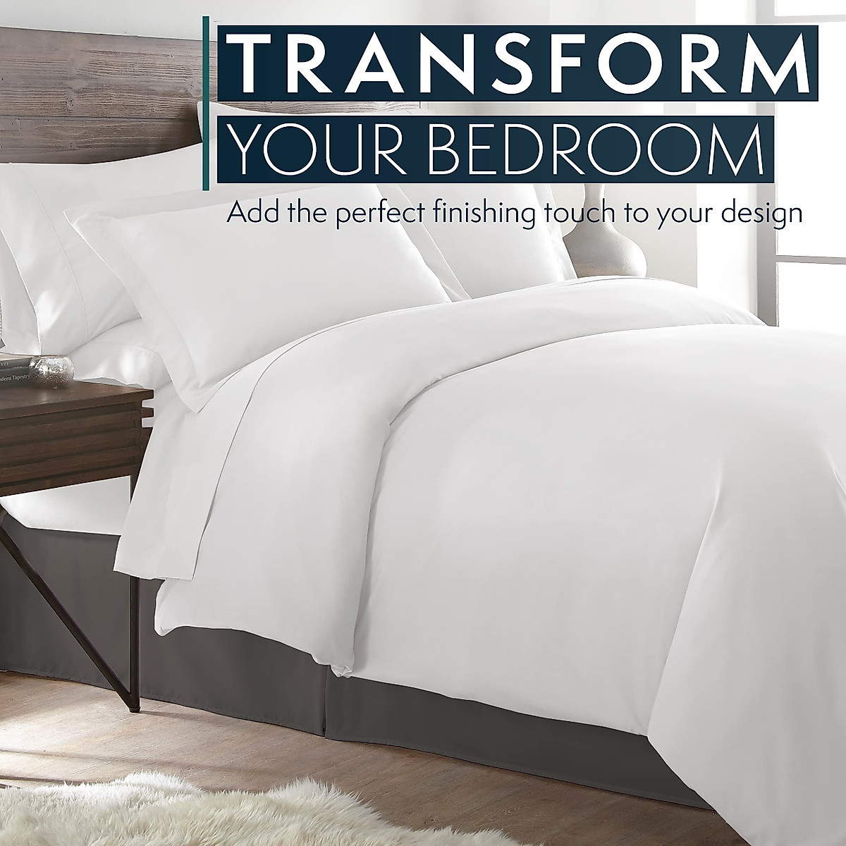 HC Collection Twin Bed Skirt, Soft Microfiber Box Spring Cover, 14" Inch Drop Bed Skirt Twin Bed, Wrinkle & Fade Resistent - Gray