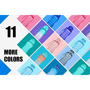 Giotto Large Half Gallon/64oz Motivational Water Bottle with Time Marker & Straw,Leakproof Tritan BPA Free Water Jug-Green/Purple Gradient