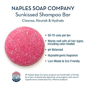 Naples Soap Company Solid Shampoo & Conditioner Bar Set – Free of Parabens, Pthalates – Handmade, pH Balanced, Hydrating Haircare, Safe & Effective for All Hair Types – Lasts 50-75 Uses, Sunkissed