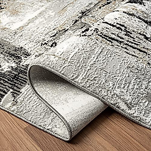 LUXE WEAVERS Camellia Collection 1660 Grey 9x12 Distressed Abstract Area Rug