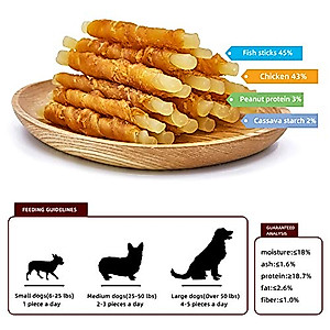 Jungle Calling Rawhide Free Healthy Treats for Dogs, Chicken Wrapped Cod Sticks Dog Treats, Soft Chewy Treats for Training Rewards, 11 oz (Chicken)