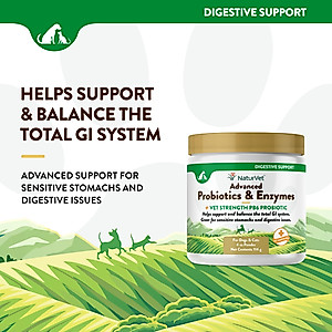 NaturVet – Advanced Probiotics & Enzymes - Plus Vet Strength PB6 Probiotic | Supports and Balances Pets with Sensitive Stomachs & Digestive Issues | for Dogs & Cats (4 oz)