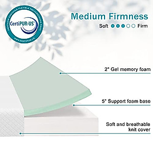 Twin Mattress, 8 Inch Gel Memory Foam Mattress CertiPUR-US Certified, Medium Firm Fiberglass Free Twin Mattress in a Box for Kids Bunk Trundle Bed Daybed
