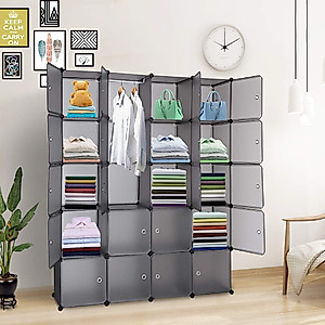 VINGLI Portable Storage Cubes-14 x14 Cube (30 Cubes)-More Stable (add Metal Panel) Cube Shelves, Modular Bookshelf Units, Clothes Cube Storage Shelves, Room Organizer for Cubby Cube