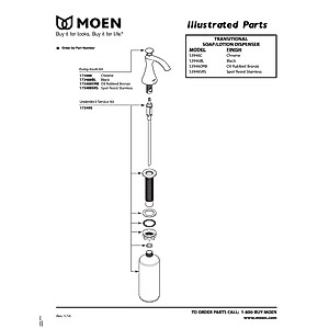 Moen S3946SRS Transitional Deck Mounted Kitchen Soap Dispenser with Above the Sink Refillable Bottle, Spot Resist Stainless
