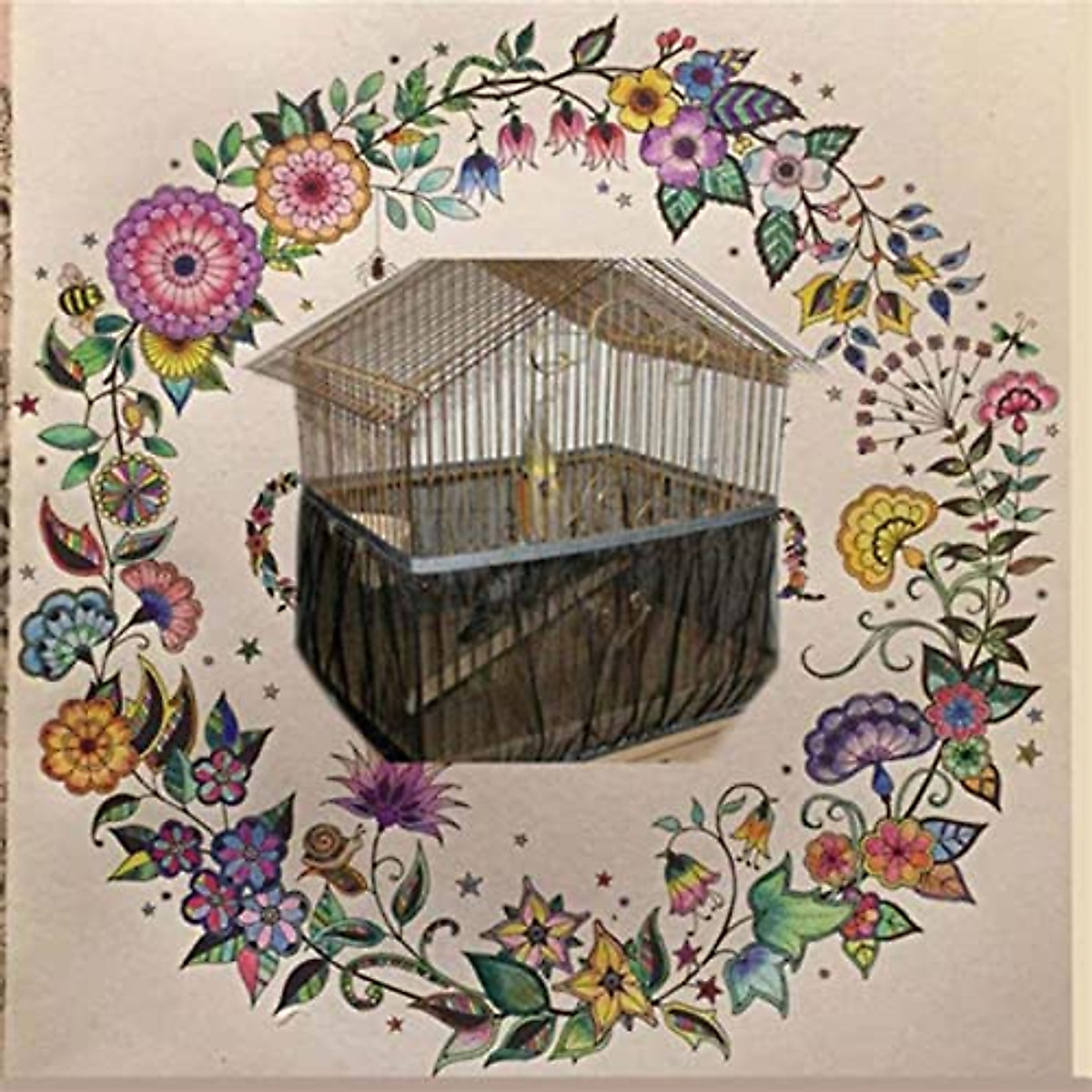 LoveAloe Airy Gauze Bird Cage Net Cover Birdcage Mesh Netting for Parrot Parakeet Macaw Round Square Cages,Black (M)