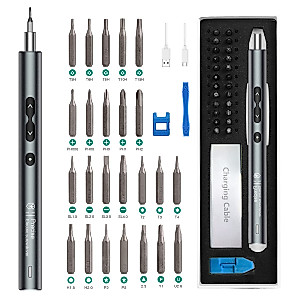 ORIA Mini Electric Screwdriver Set, 28 in 1 Cordless Precision Screwdriver Kit with 24 Bits, Rechargeable Repair Tools Kit with LED Lights for Smartphones,Toys, PC, Watch, Laptops