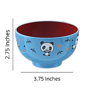 Needzo Small Blue Panda Appetizer Bowl Set, Japanese Dishes for Rice, Ramen, Soup, 3.75 x 2.75 Inches, Set of 2
