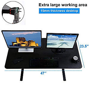 Standing Desk Height Adjustable Stand Up Desk Converter for Laptop Dual Monitors 47 Inches Large Desktop Sit to Stand Desk with Sturdy Frame, Ergonomic Home Office Computer Workstation, Black