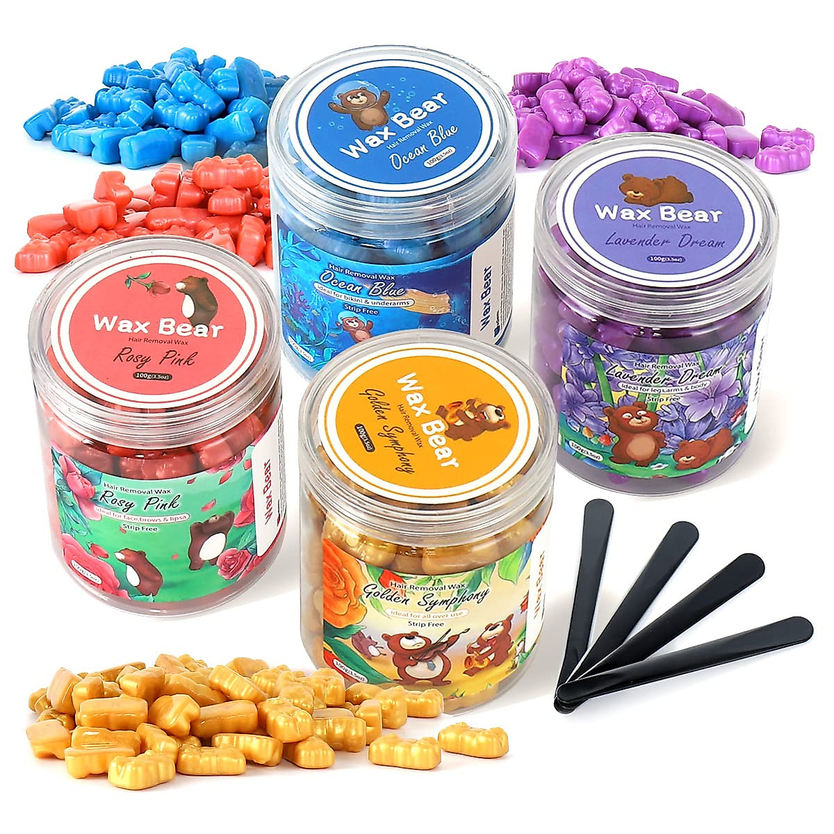 Hard Wax Beads 14oz Waxing Beads -Full Natural Painless Wax Beads Hair Removal Wax Suitable for Sensitive Skin, Bikini Wax, Face Wax, Eyebrow Wax, Underarm- Hard Wax Beans