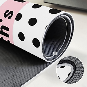 Custom Polka Dot Point Pink Black Kitchen Mats with Name Text Non Slip Soft Rubber Doormats Runner Carpets Rugs for Bathroom Bedroom Laundry Decor 48x17 Inch