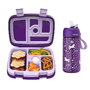 Bentgo Kids Prints Lunch Box Kids Water Bottle - New & Improved 2023 (Unicorn)