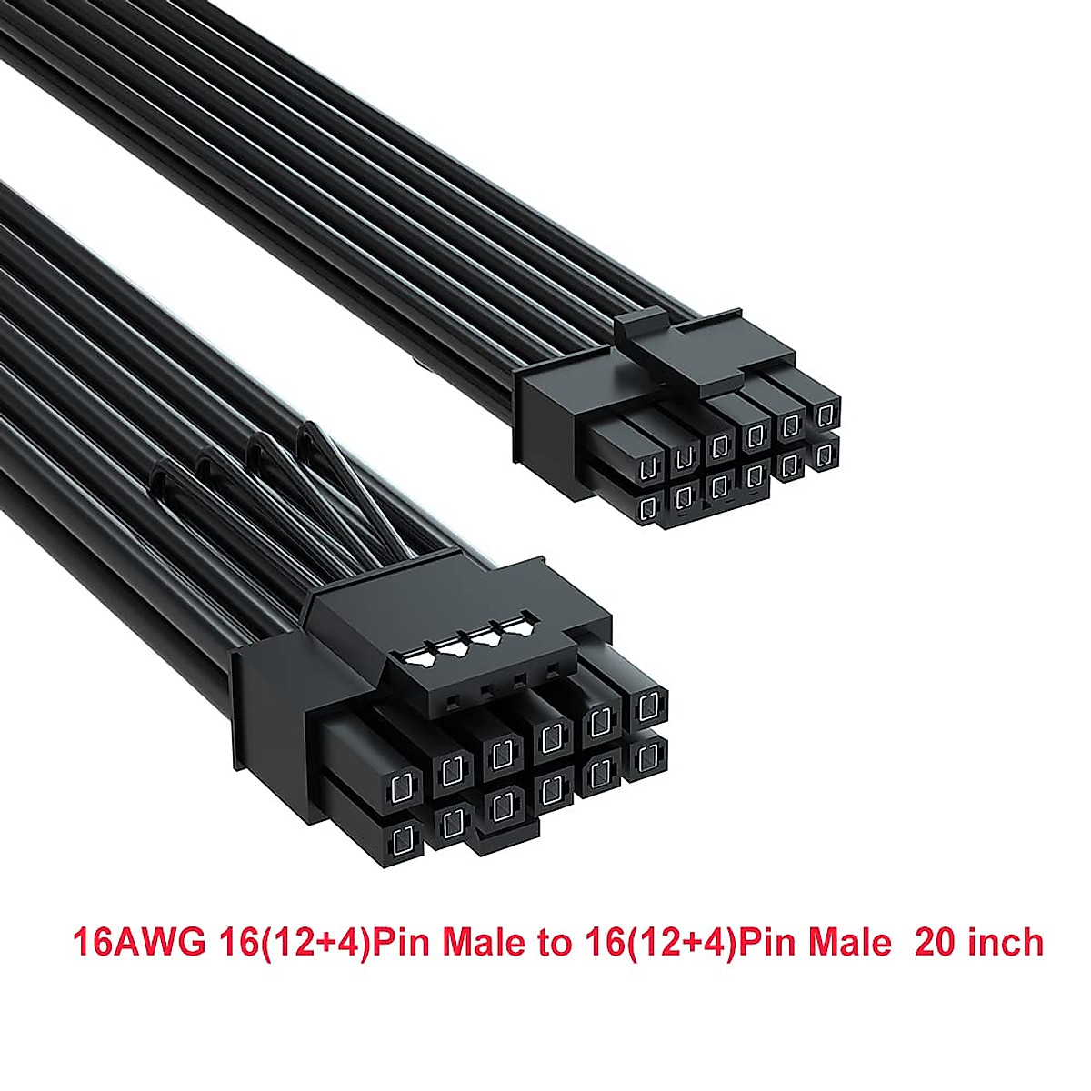 16Pin GPU 12VHPWR PCIe 5.0 Cable: 16AWG ATX 3.0 12VHPWR 16PIN PCIE Cable, 600W Male to Male 12+4 Pin PCIE Cable for RTX 4090 4080 3090TI 4070Ti for MSI, Gigabyte, GameMax, Thermaltake Power Supply