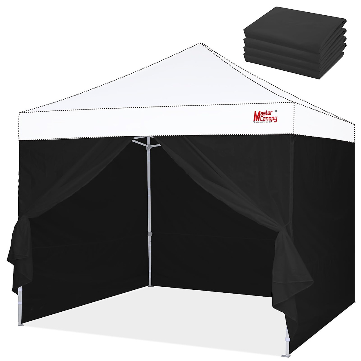 MASTERCANOPY Pop-up Canopy Sidewall Kit, 3 Sidewalls & 1 Doorwall Only Excluding top and Frame (10x10,Black)