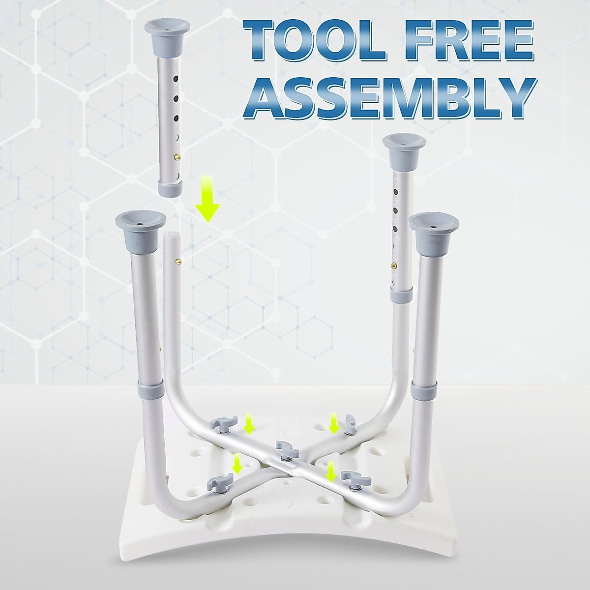 Dualeco FSA/HSA Eligible Shower Chair for Inside Shower, Shower Stool with Free Assist Grab Bar/Toiletry Bag, Tool-Free Assembly Shower Seat for Bathtub, Shower Bath Chairs for Seniors/Disabled