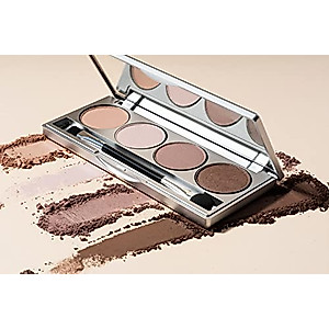 Honeybee Gardens 'Skinny Dip' Refillable Eye Shadow Palette | 4 Neutral Shades with a Refillable Compact with Brush | Natural Ingredients | Gluten Free | Vegan | Cruelty Free