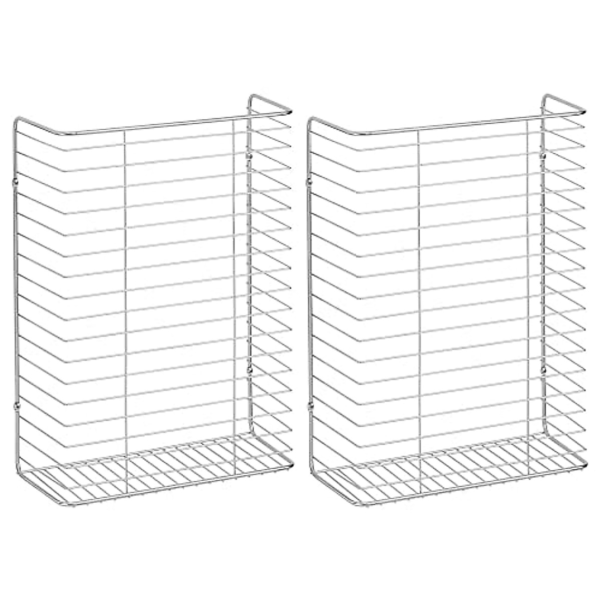 mDesign Metal Wire Wall Mount Storage Organizer for Holiday/Celebration Gift Wrap and Bows - Hang in Closet, Basement, Craft Room, Laundry Room, Garage - 2 Pack - Chrome