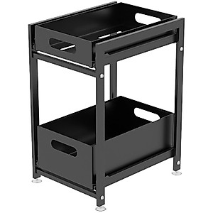 Ganggend 2 Tier Under Sink Organizer, 9.25" L x 11.81" W x 16.53" H Bathroom Organizer Cabinet Storage with Pull Out Drawers, Under The Sink Organizer For Bathroom, Living Room, Kitchen Black