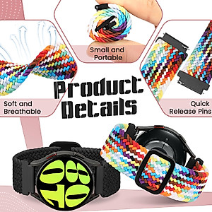 22mm Braided Solo Loop Band Quick Release Compatible with Samsung Galaxy Watch 3 45mm/Galaxy Watch 46mm/Gear S3 Frontier/Classic/Garmin Venu 3/Venu 2/Vivoactive 4/Fossil Gen 6 44mm Bands Women Men