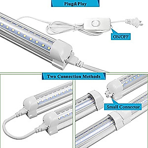 LED Shop Light 2ft, 24W 2500LM 6000K, T8 Led Garage Light, Clear Cover Linkable LED Tube Lights, Shop Lights for Room,Workbencha, Warehouse, V Shape LED Ceiling Lights, Basement, Plug & Play 4-Pack