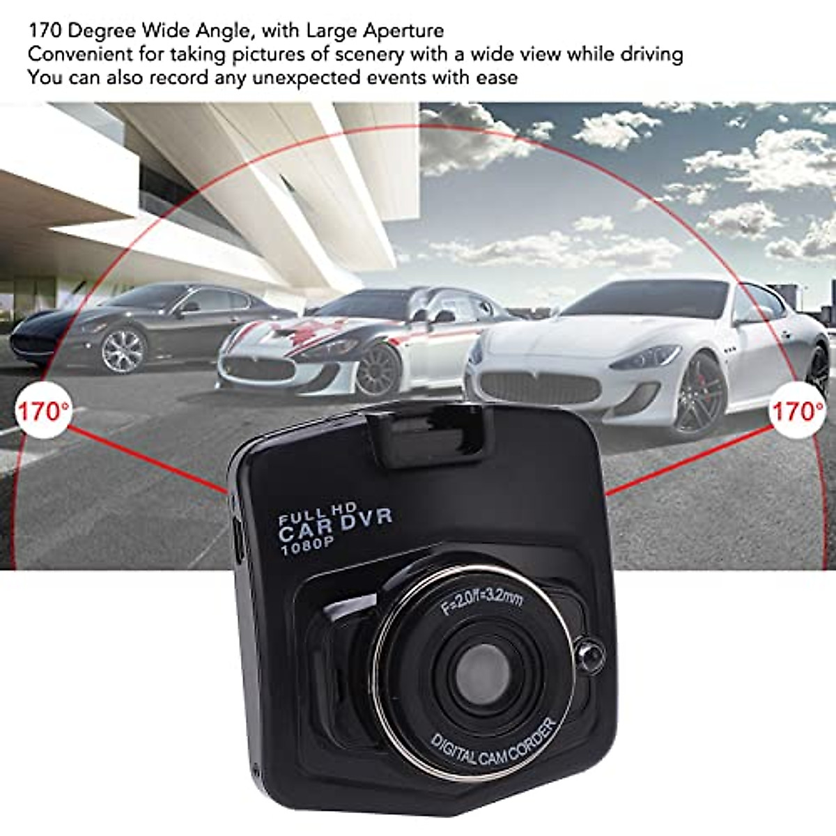 GOWENIC Car Dash Cam, Hd Car Camera 1080P Loop Recording Night Vision 170 Degree Dvr Dash Camera with Parking Monitor, Built in Battery, Security Camera for Car.