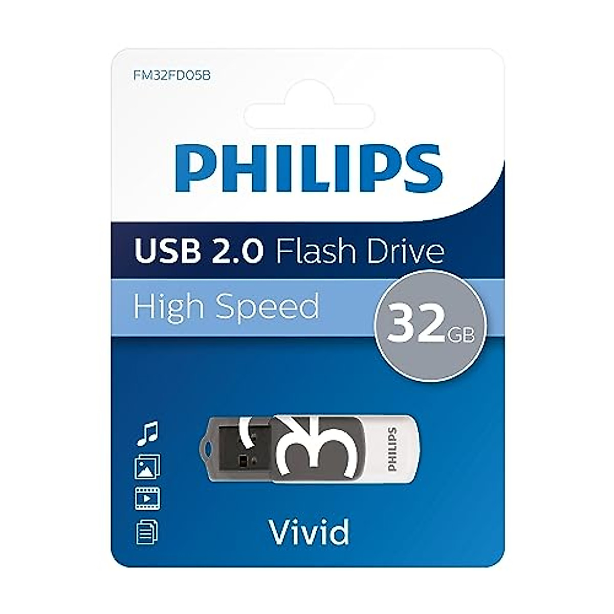 Philips FM32FD05B Vivid Edition 32GB USB Flash Drive - Grey/White