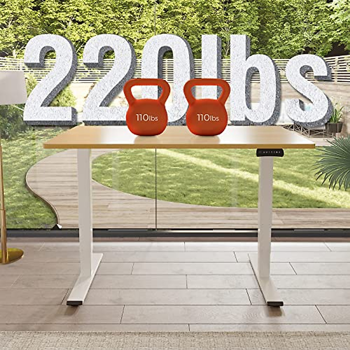 FLEXISPOT Classic 3 Stages Dual Motor Electric Standing Desk 55x28 Inches Whole-Piece Desk Board Height Adjustable Desk Electric Stand Up Desk Sit Stand Desk(White Frame + Natural Desktop)