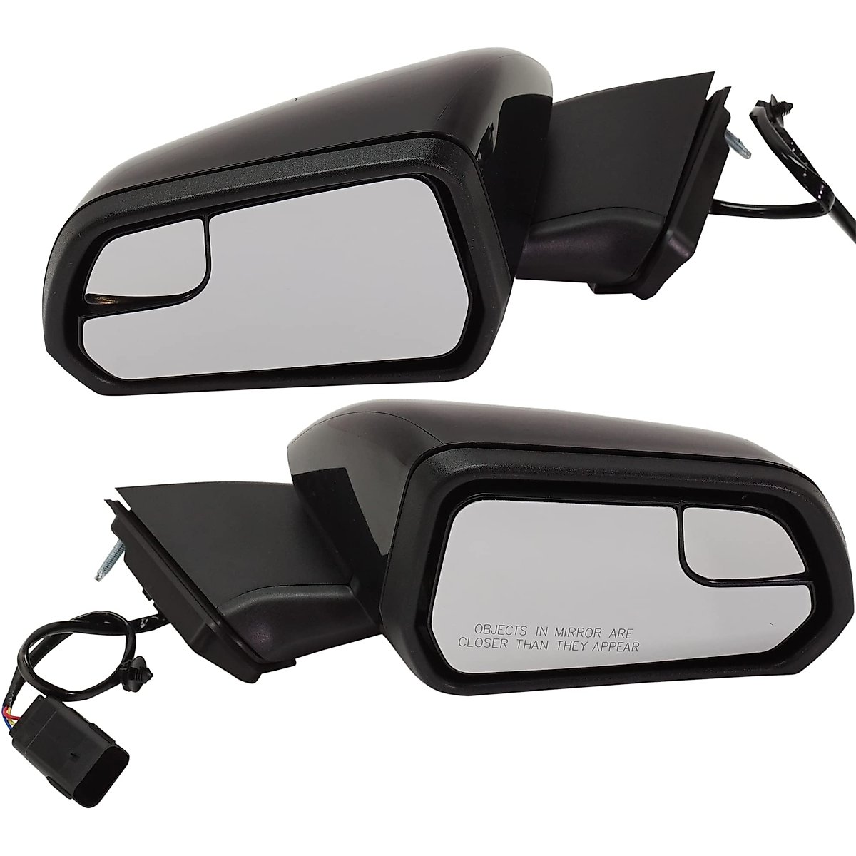 Kool Vue Driver & Passenger Side Power Non-Heated Mirrors for Ford Mustang 2015-2020 With Spotter Glass; Without Signal Light, Memory & Puddle Lamp Paintable