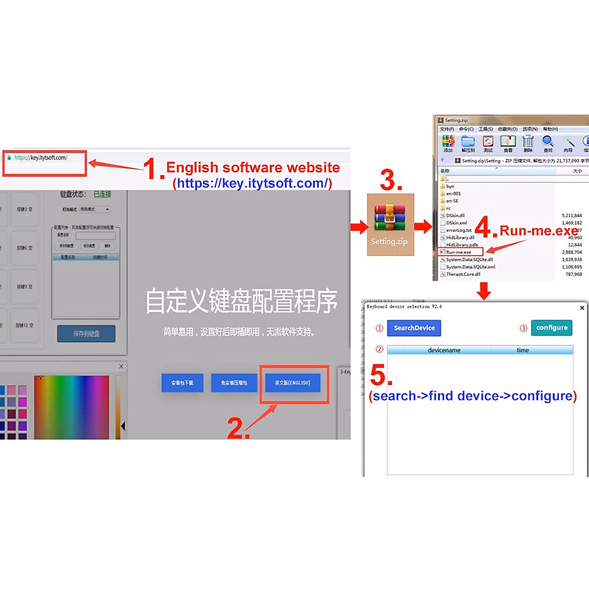 Mini 4 Keys Macro Mechanical Keypad RGB Game Keyboard Portable One-Handed Fully Programmable Keys for Windows Mac OSU HID Standard Keyboard, Red Switches, RGB Backlight, Hot Swap, Type-C USB Wired