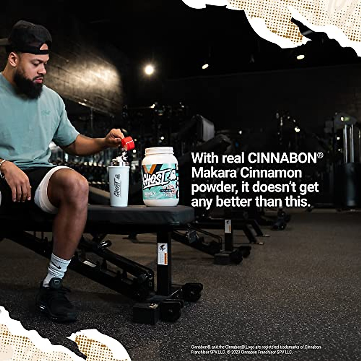 GHOST Whey Protein Powder, Cinnabon - 2lb, 25g of Protein - Cinnamon Roll Flavored Isolate, Concentrate & Hydrolyzed Whey Protein Blend - Post Workout Shakes - Soy & Gluten Free