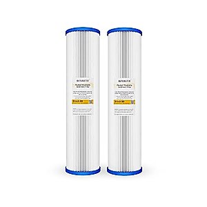 Max Water 20 x 4.5 inch Whole House Pleated Sediment Water Filter - 10 Micron - Compatible with 20" BB Whole House Water Filtration Systems