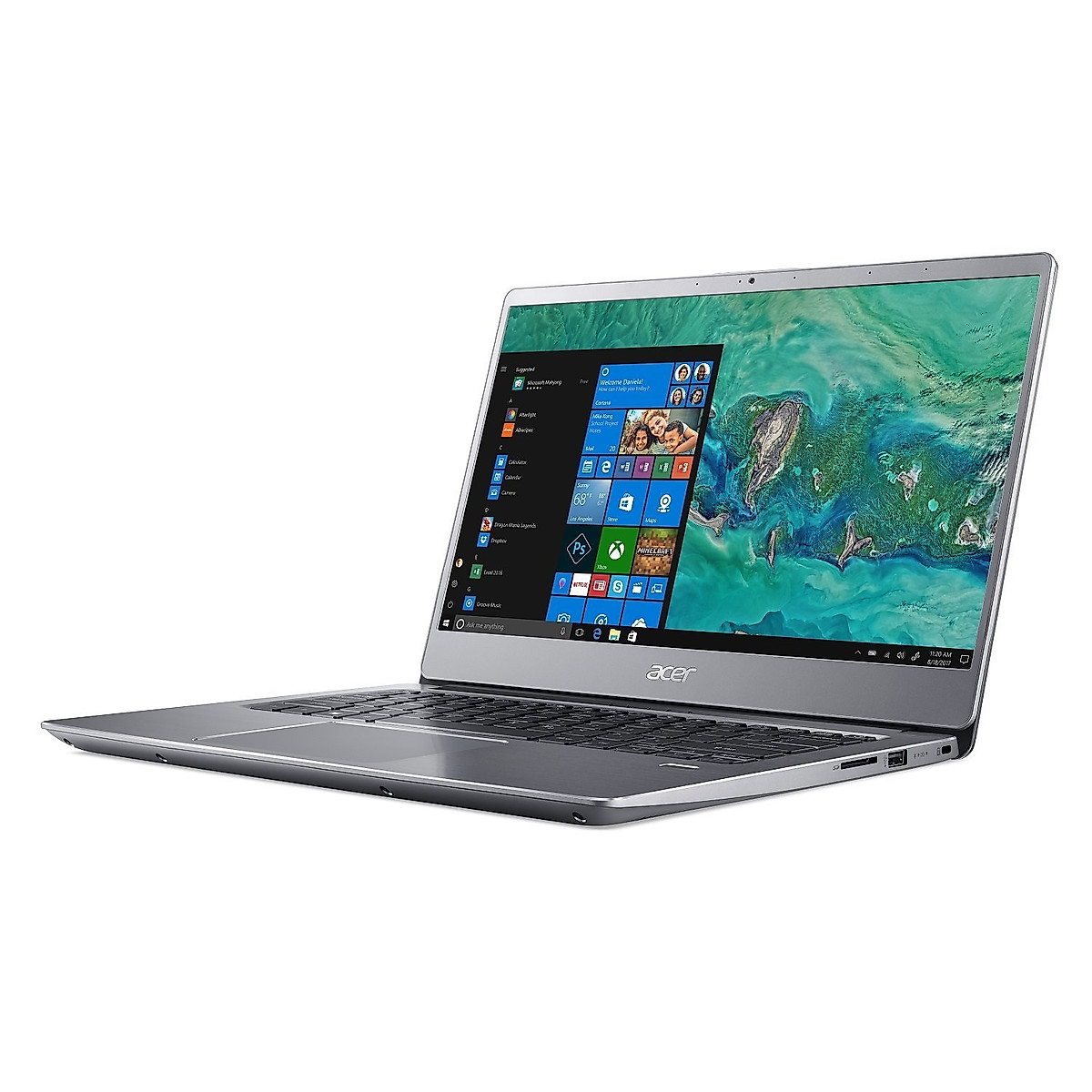 acer Premium Swift 3 Laptop, 14" LED-Backlit Widescreen FHD IPS Display, Intel Core i5-8250U Processor up to 3.4GHz (>i7-7500u), 8 GB DDR4, 256 GB SSD, Fingerprint Reader, Win10, Silver