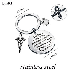 LQRI Dietitian Gift Dietitian Thank You Gift The Heart of A Dietitian Is Not Measured In Size Keychain Nutritionist Gift Registered Dietitian Gift Food Teacher Appreciation Gift (silver)