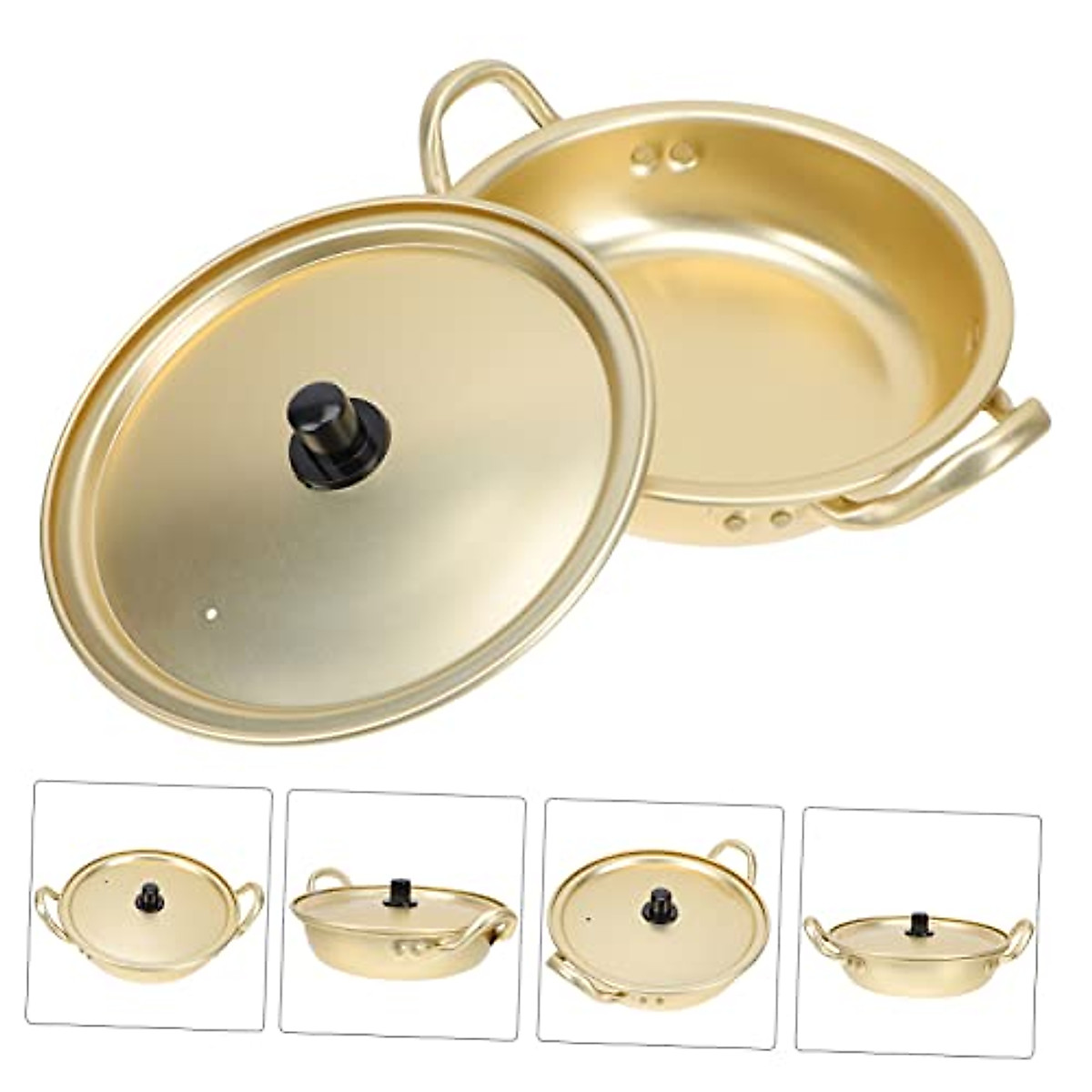 Pan with Lid 1pc Korean Ramen Pot Metal Cooking Utensils Korean Pots for Cooking Korean Yellow Aluminum Pot Stock Pot with Lid Butter Melting Pot Aluminum Noodle Pot Soup Pot