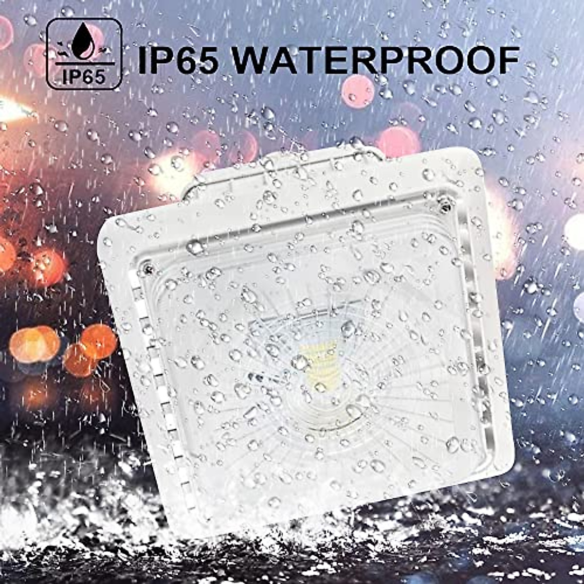 OSTEK 55W LED Canopy Light 7150Lm, 5000K Outdoor Garage Light Fixture for Parking Garage Ceiling Lighting 9" x 9", 175-240w HPS/MH Equiv. 100-277VAC IP65 Waterproof, 5 Years Warranty, UL&DLC Listed