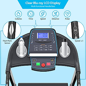 GYMAX Foldable Treadmill, 2.25HP Manual Incline Running Machine with LCD Display, 12 Preset Programs & Heart Rate Monitor, 17inch Wide Running Machine for Cardio Training, Home Gym Exercise Workout