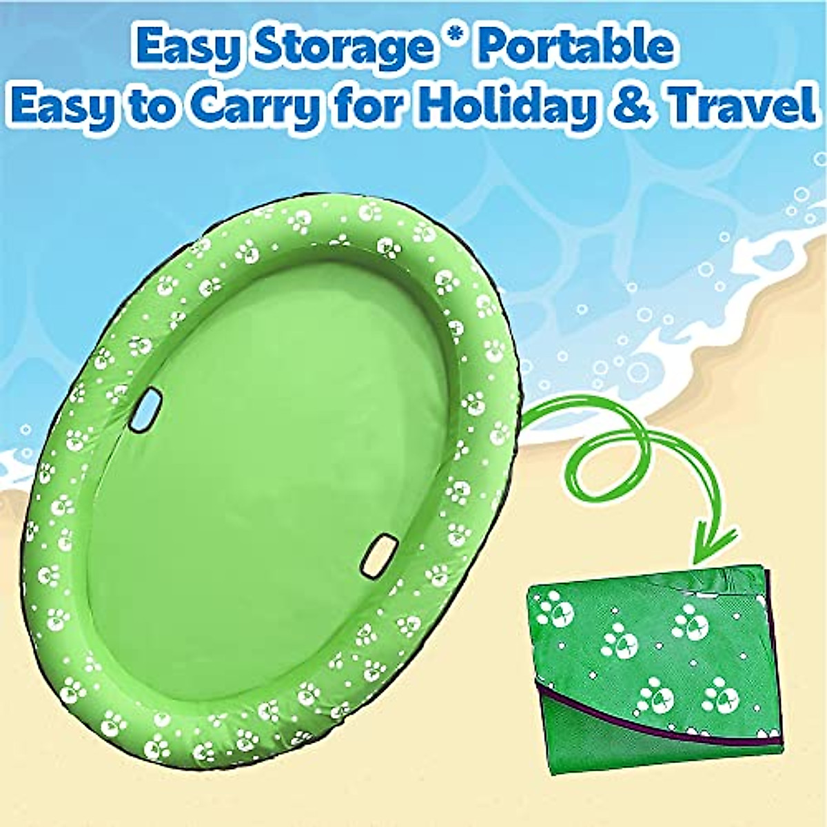 Ginkago Inflatable Pool Floats for Dogs Pet Swimming Pool Floating Row Bed Paddle Paws Floaties Doggy Puppy Pool Float for Summer Green