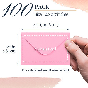 Gift Card Envelopes - 100-Count Mini Envelopes, Paper Business Card Envelopes, Bulk Tiny Envelope Pockets for Small Note Cards, 10 Colors, 4 x 2.7 Inches