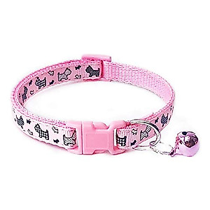 Adjustable Cartoon Patterns Cat Dog Collar with Bell (Pink Dogs)