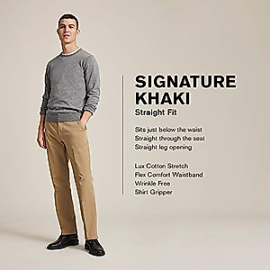 Dockers Men's Straight Fit Signature Lux Cotton Stretch Khaki Pant-Creased, Black, 34W x 32L