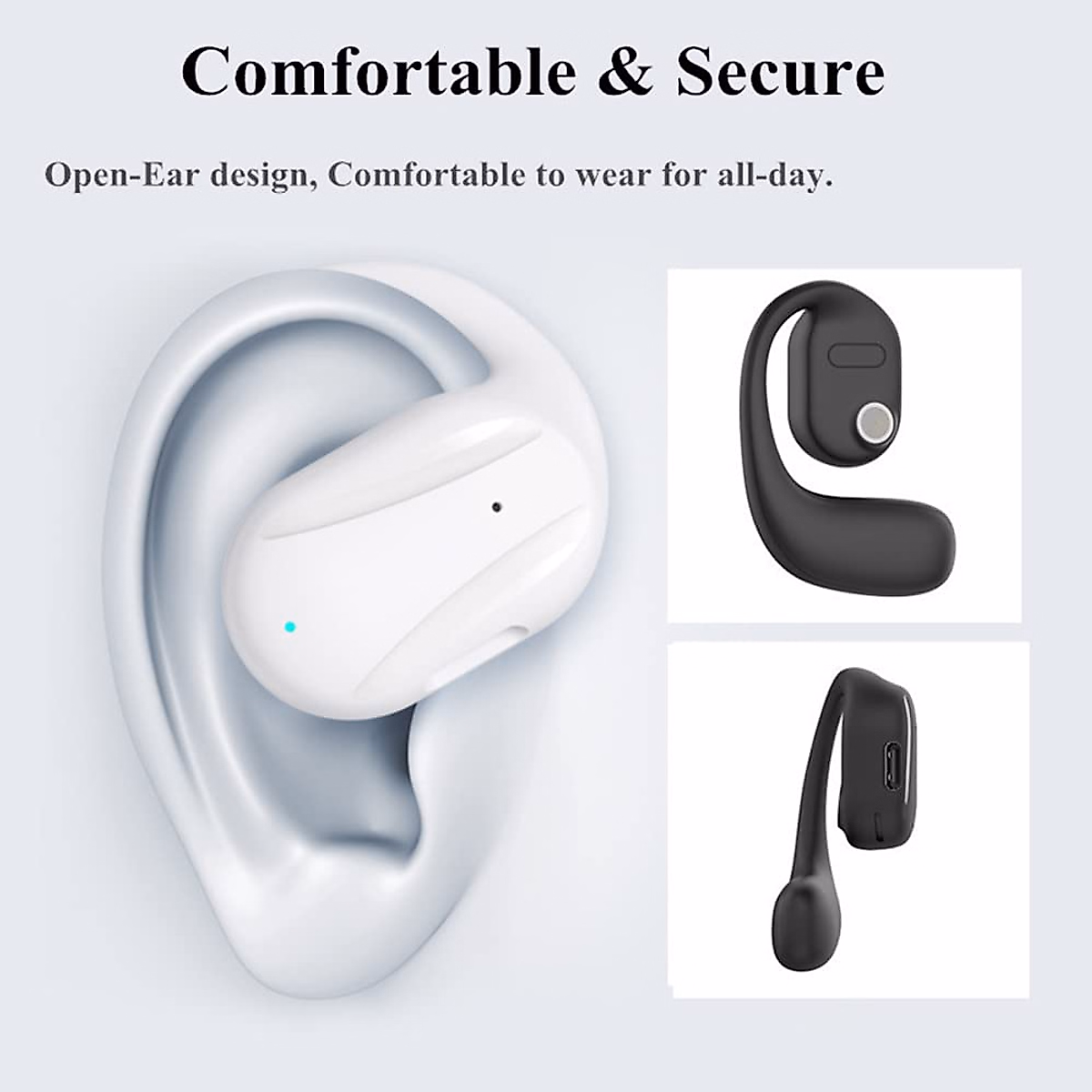 BQXX Open Ear Bluetooth Headphone Single on Ear Bluetooth Headset Wireless Earpiece with earhook Sport Business Earphone Up to 15 Hours Talk Time Left Earphone
