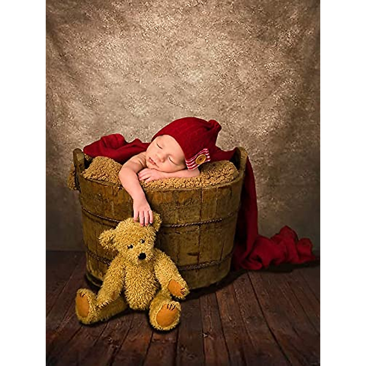 Allenjoy 5x7ft Soft Fabric Brown Wall with Wooden Floor Photography Backdrop Newborn Baby Photoshoot Abstract Portraits Photo Background Photographer Props