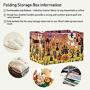 xigua Halloween Woods Spooky Tree Pumpkins Storage Bin for Toy Storage Basket Dirty Clothes Sundries Office Home Closet Organizer Shelf Cube Box Waterproof Laundry Basket